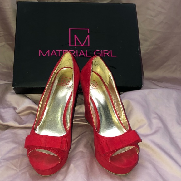 Material Girl | Shoes | Material Girl Red Wedge Heels | Poshmark